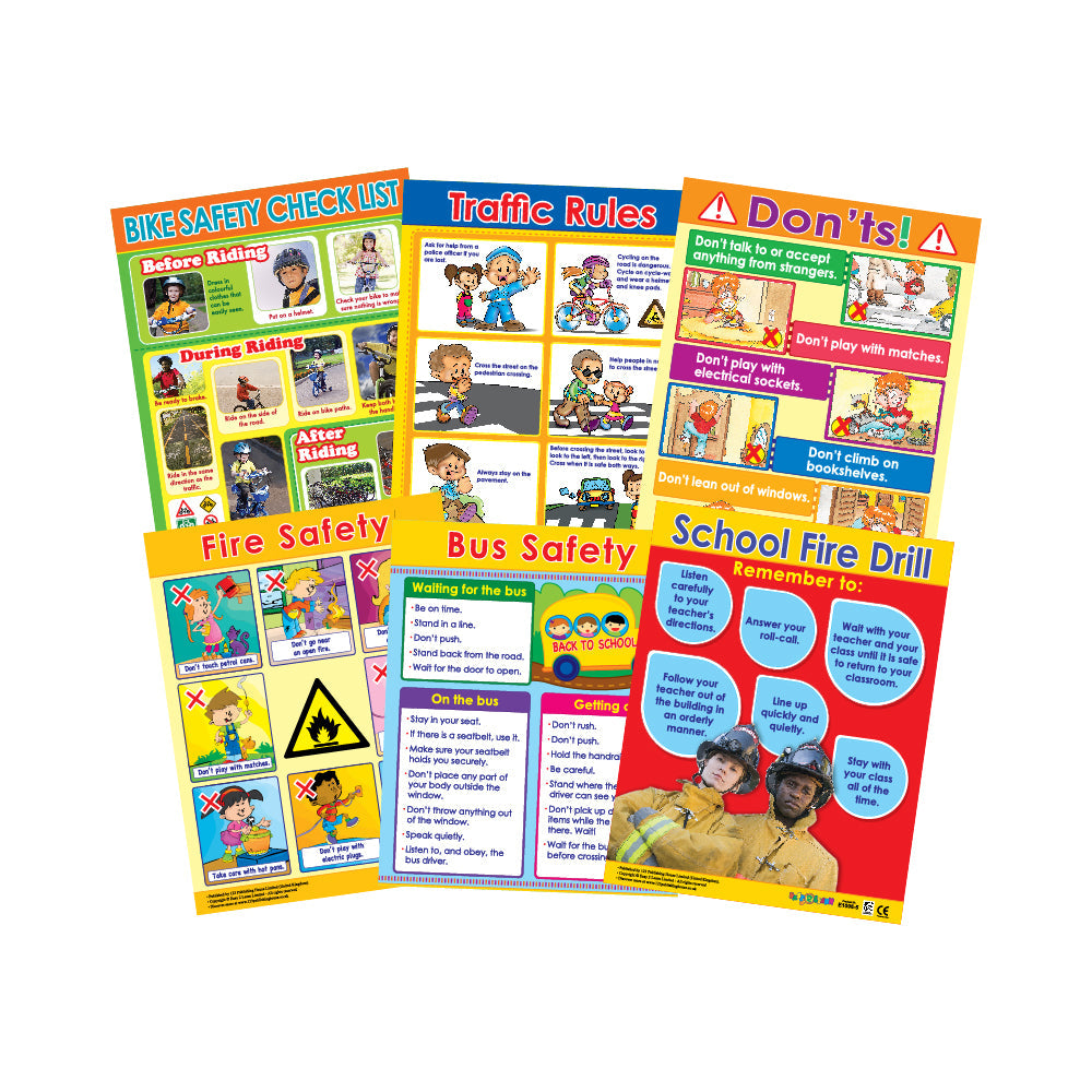 Safety Essentials (6 Wall Charts) - Educational Wall Chart Pack in Eng