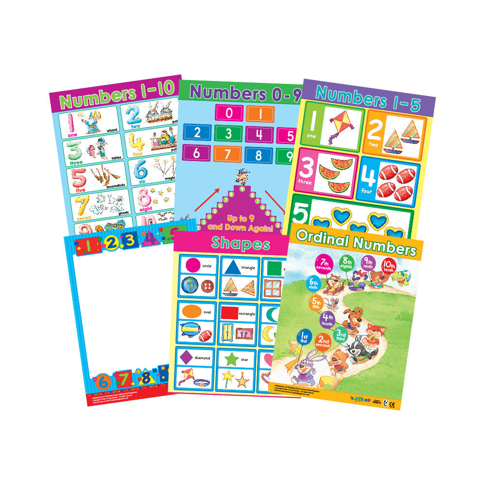 Preschool Maths (6 Wall Charts) - Educational Wall Chart Pack in Engli